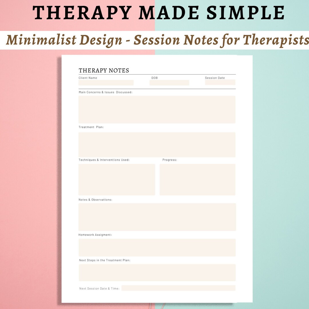 Therapy Session Progress Notes for Therapists | Counseling Session ...