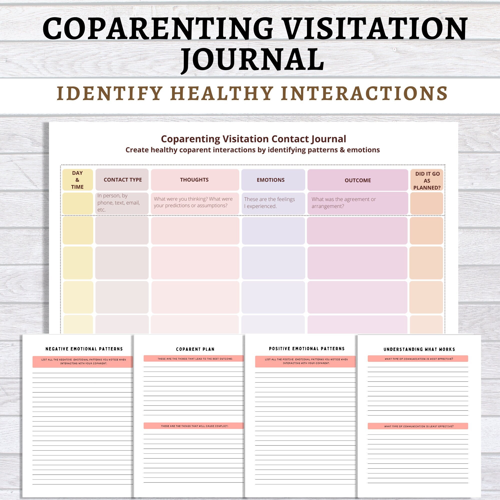 Coparenting Visitation Custody Journal CBT Worksheet | High Conflict ...