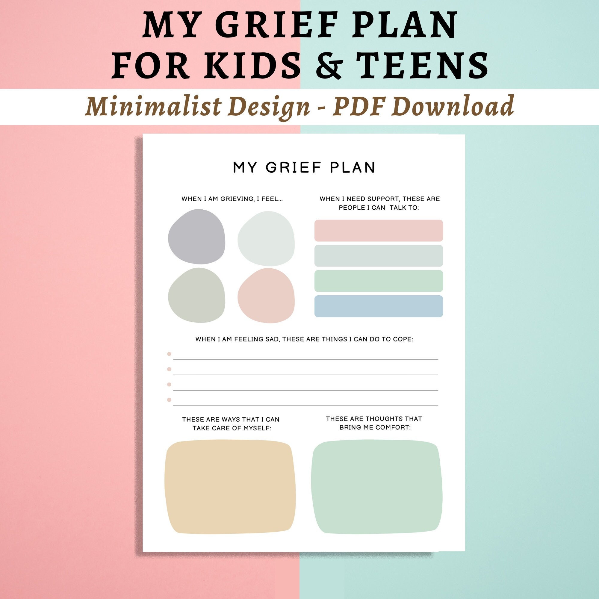 Grief Loss Plan for Kids and Teens | Conversation Questions Therapist ...