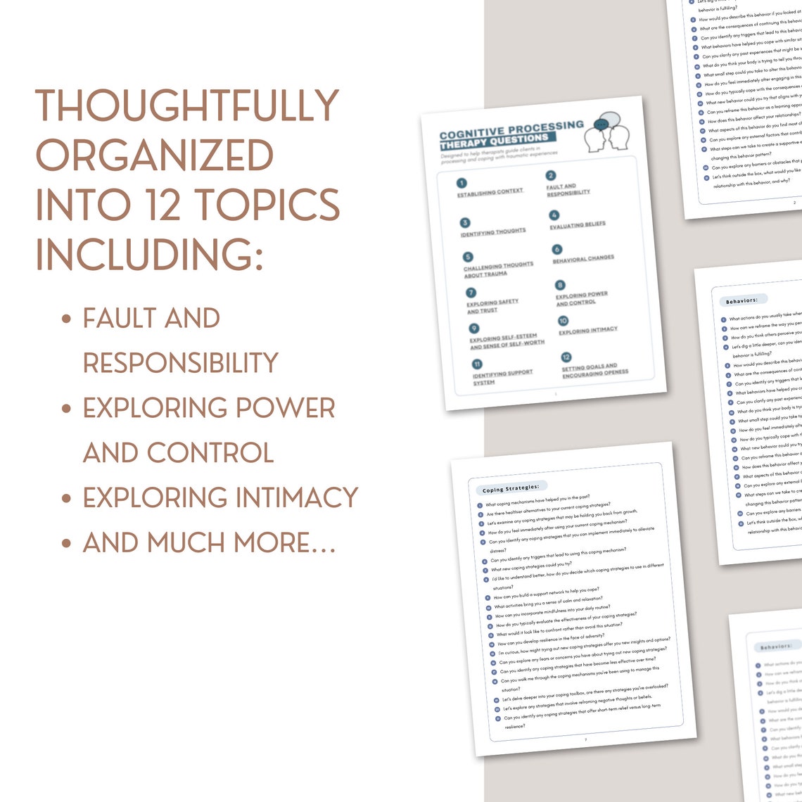 CPT Cognitive Processing Therapy Questions | Counseling Session Tools ...