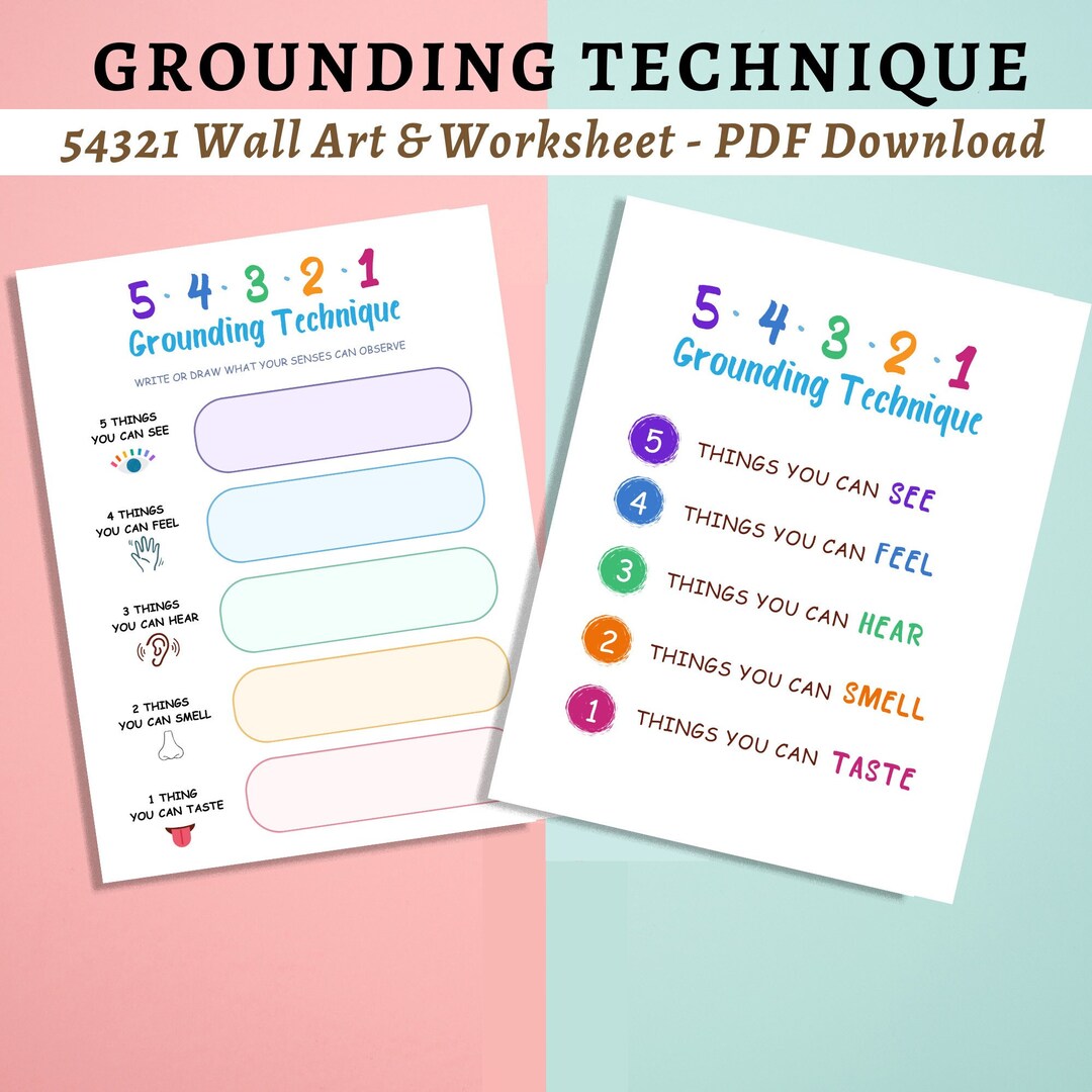 Grounding Technique Grounding Worksheet Kids Calm Down Corner Coping ...