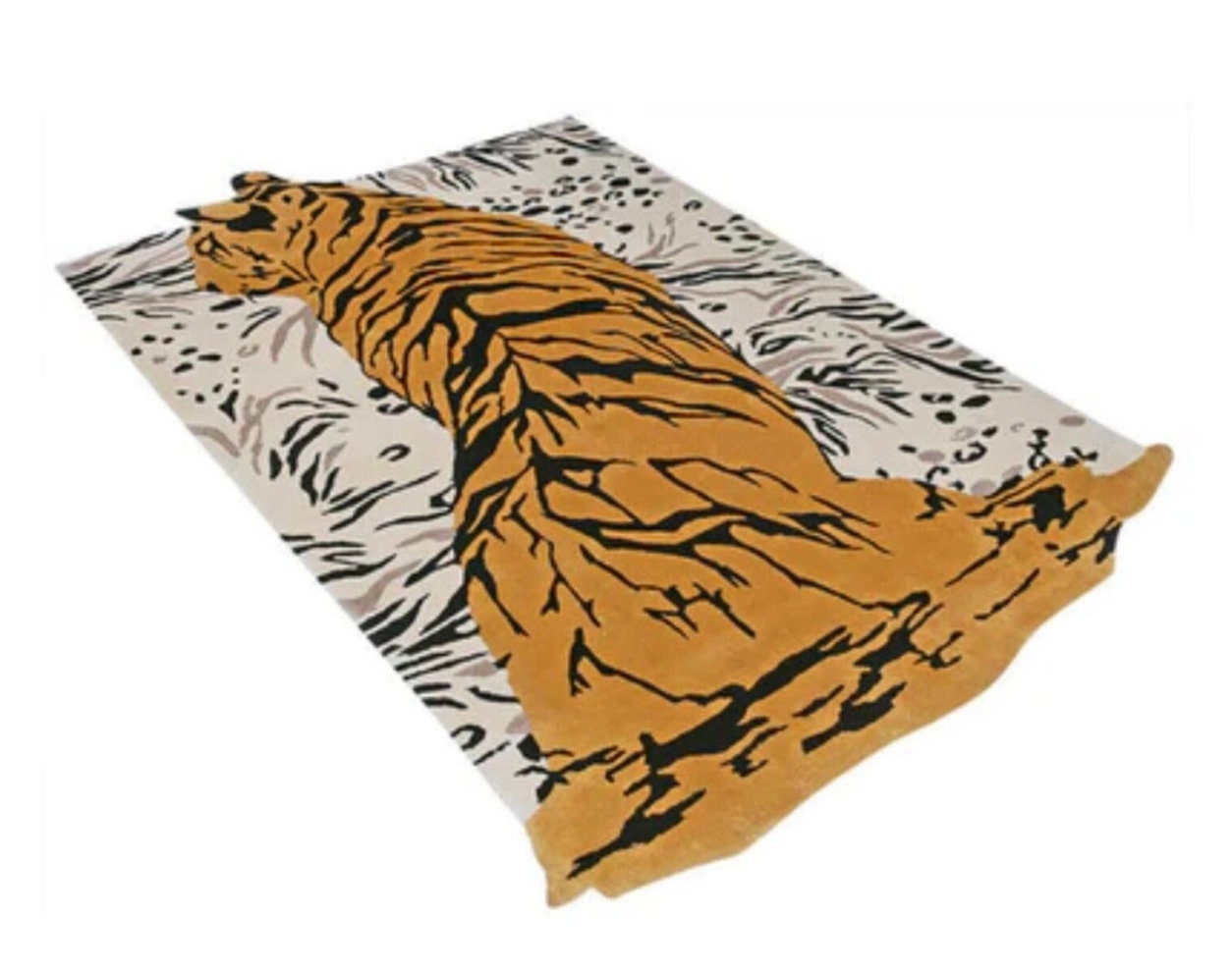 Melting Tiger Animal Print Rug, Hand Tufted Wool Rug Modern Design ...