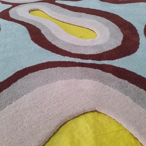 Irregular Amoeba Shaped Throw Rug Illusion Pattern Hand-tufted 100% ...