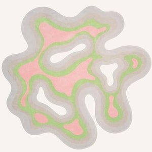 Irregular Amoeba Shaped Throw Rug Illusion Pattern Hand-tufted 100% ...