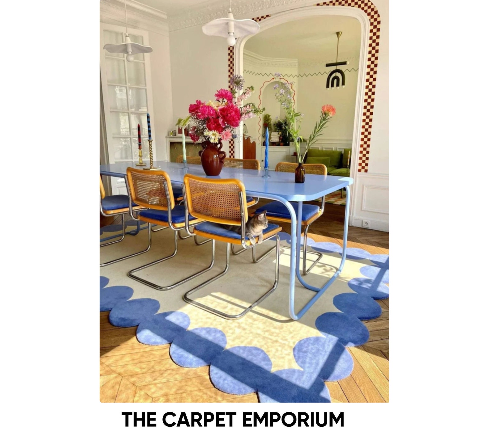 Scallop Rug Bohemian Handmade Designer Rug Hand Tufted Rugs for Living ...