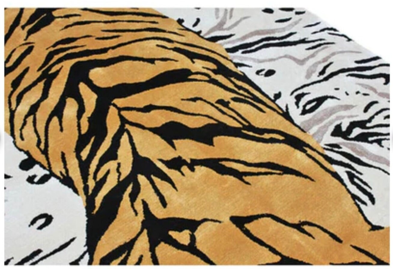 Melting Tiger Animal Print Rug, Hand Tufted Wool Rug Modern Design ...