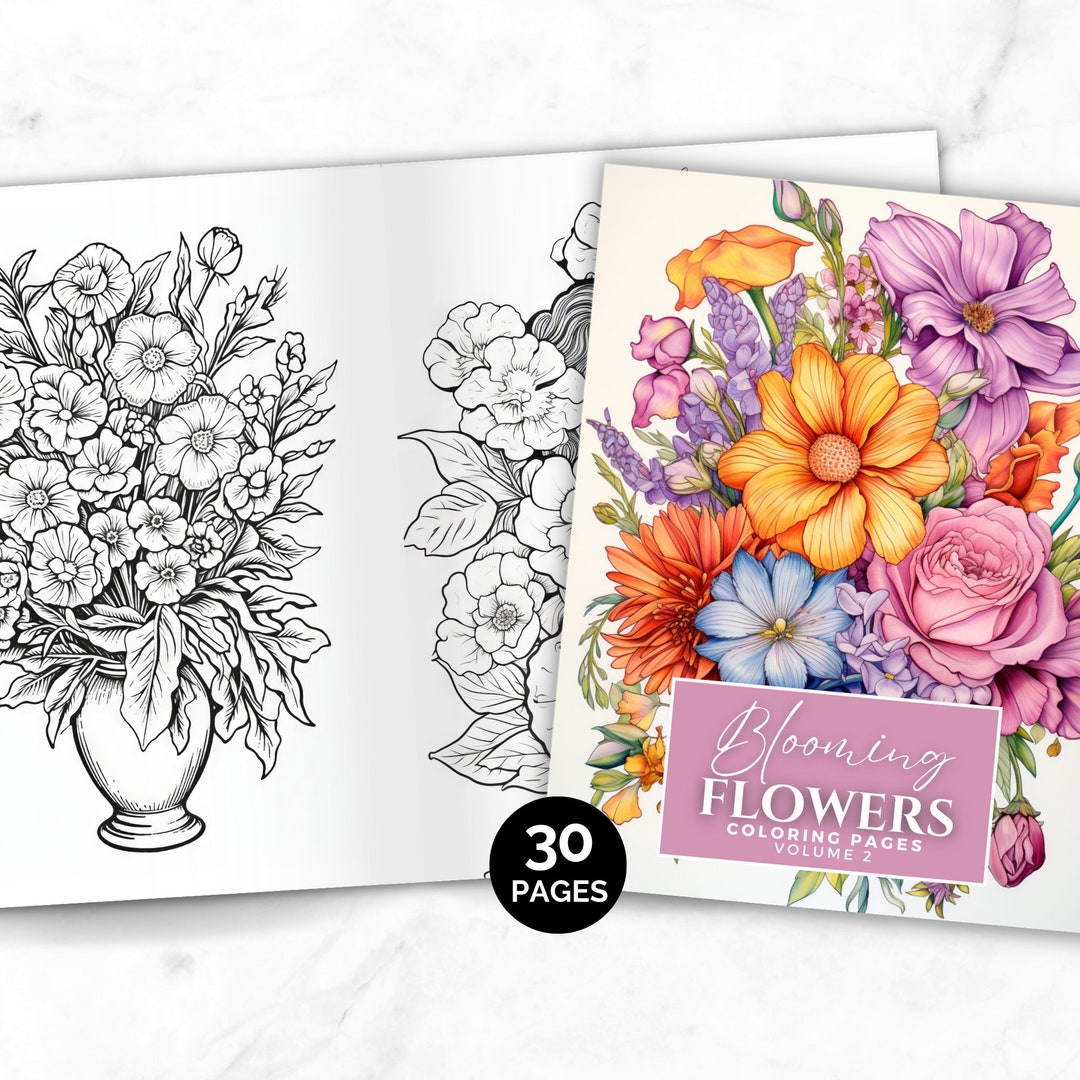 Blooming Flowers Coloring Pages - Vol 2, Coloring Ebook, Printable ...