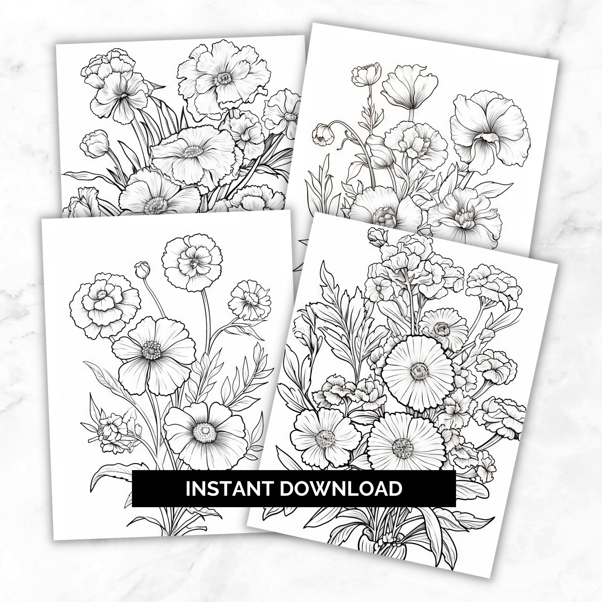 Blooming Flowers Coloring Pages - Vol 2, Coloring Ebook, Printable ...