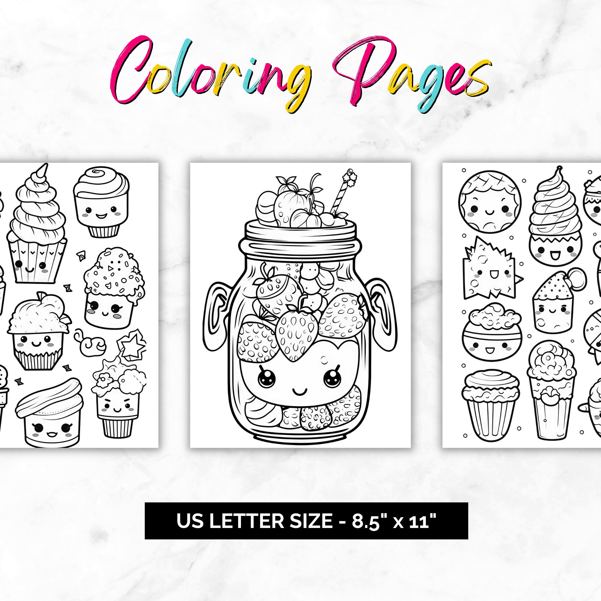 Sweet Treats Coloring Pages Vol 2, Sweet Coloring Book, Printable Color ...