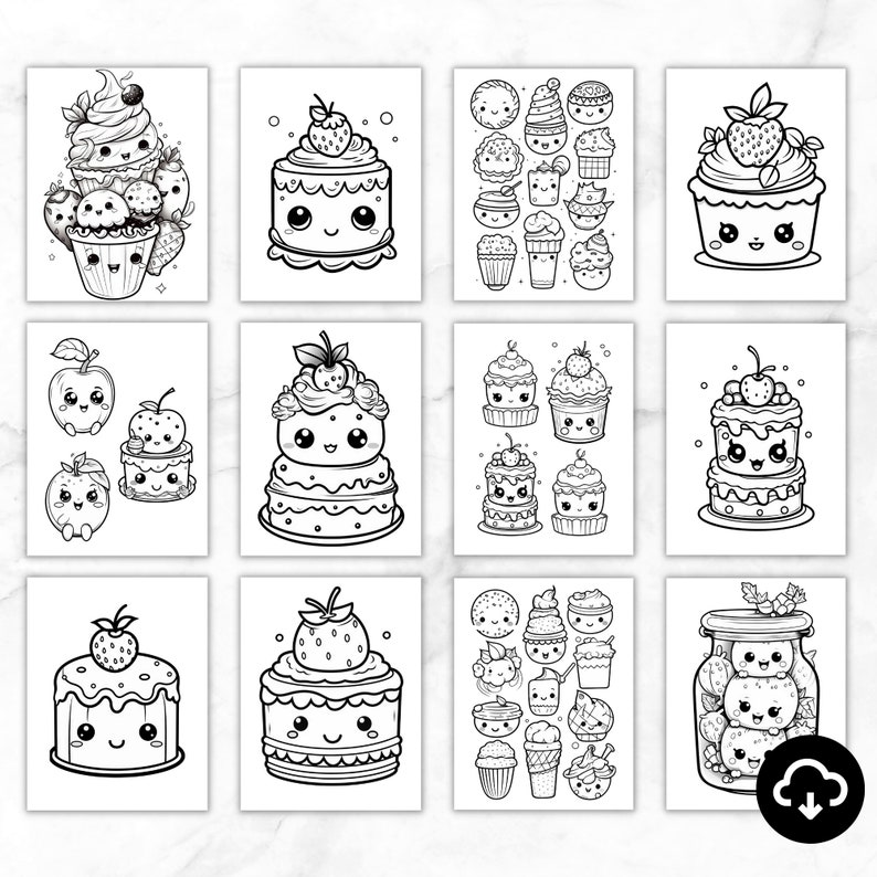 Sweet Treats Coloring Pages - Vol 1, Sweet Coloring Book, Printable ...