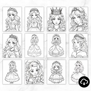 Charming Princess Coloring Pages, Beautiful Princess Gown Coloring Book ...