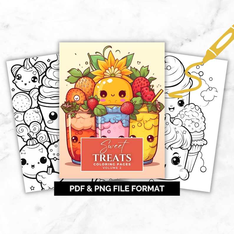 Sweet Treats Coloring Pages - Vol 2, Sweet Coloring Book, Printable ...