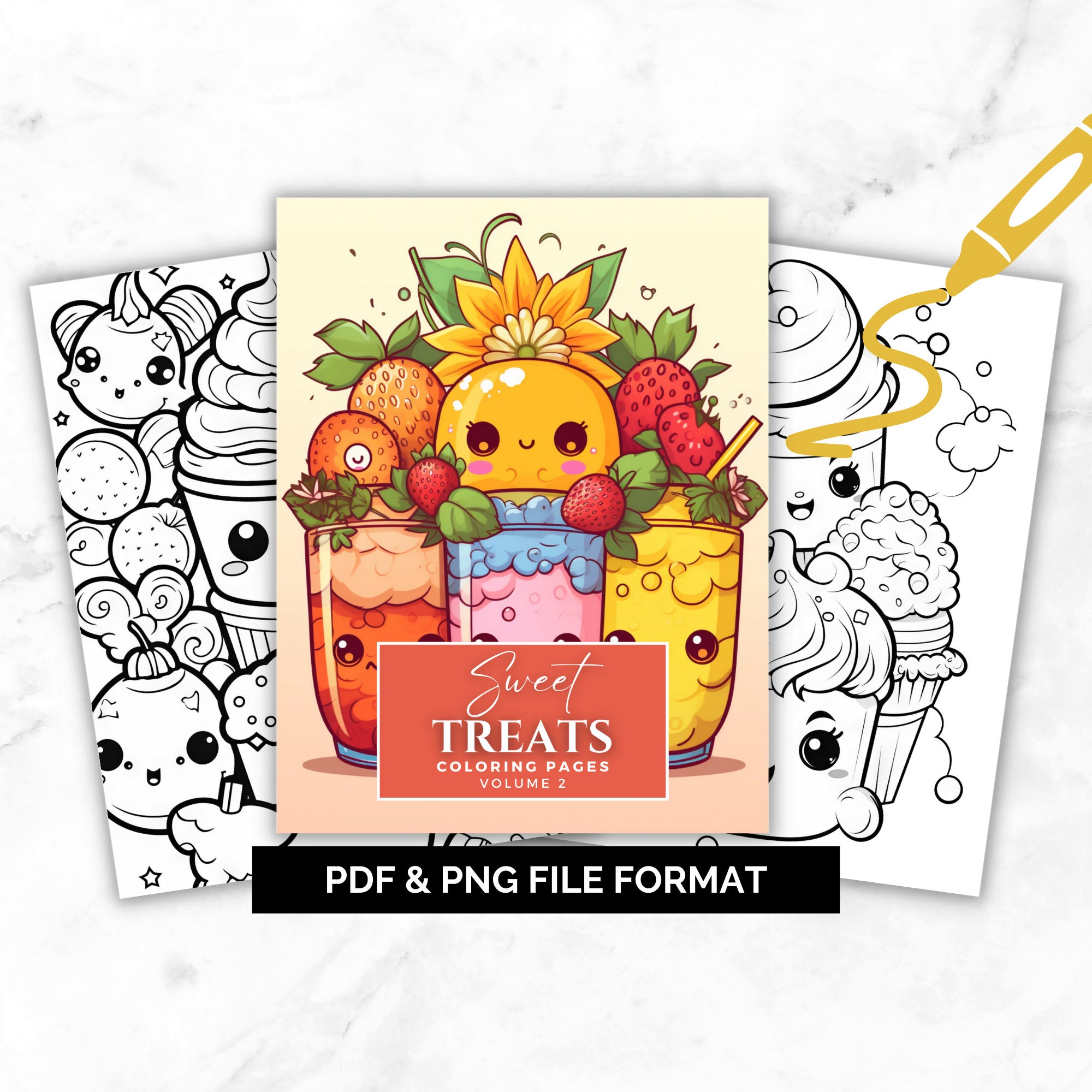 Sweet Treats Coloring Pages Vol 2, Sweet Coloring Book, Printable Color ...