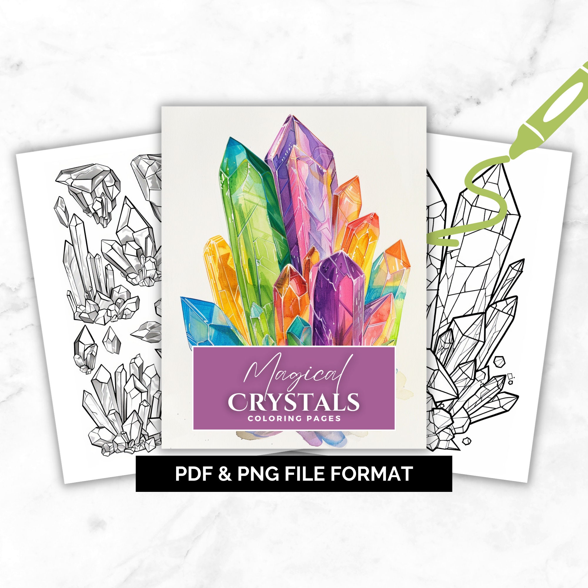 Magical Crystal Coloring Pages, Crystal Coloring Book, Magical ...