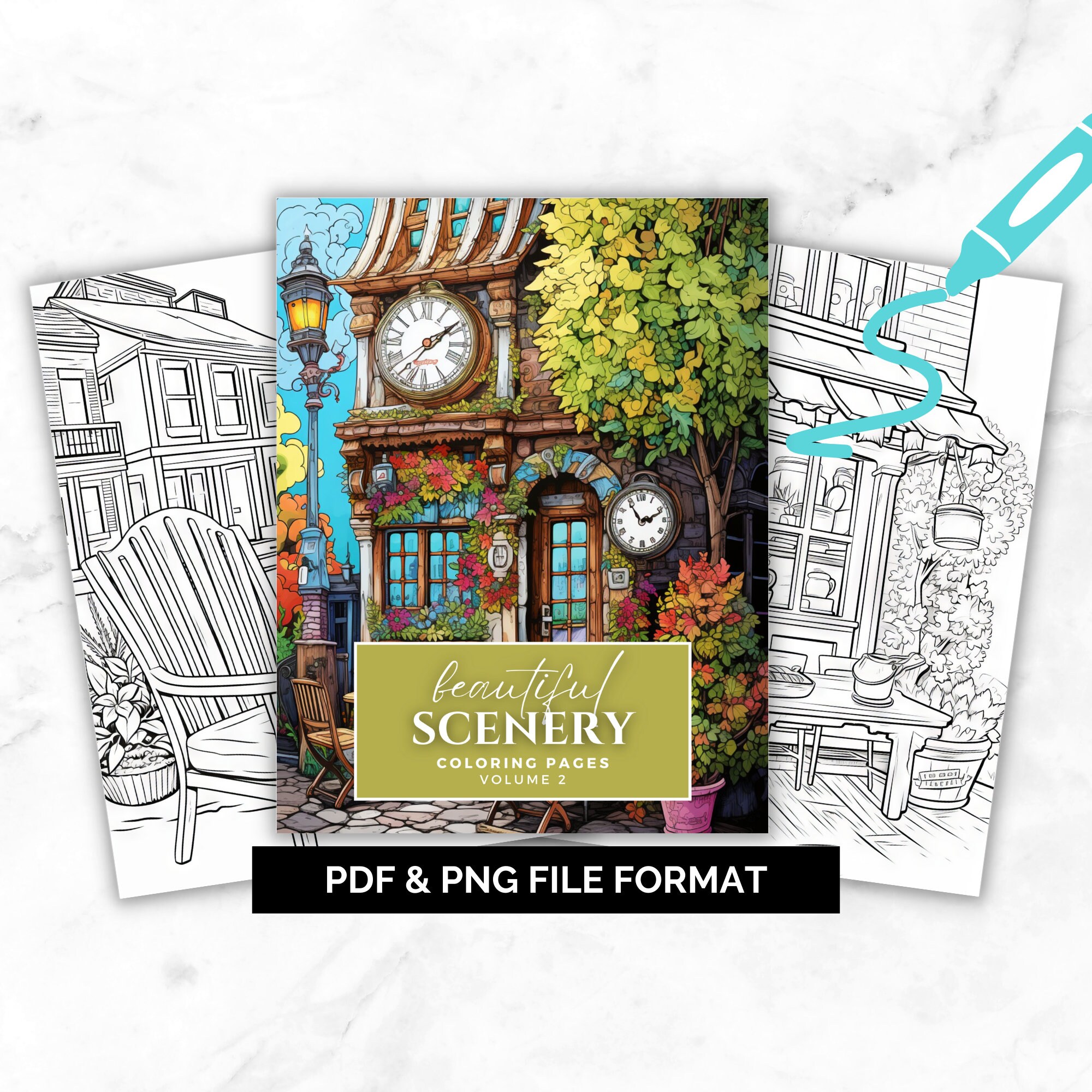 Beautiful Scenery Coloring Pages Vol 2, Coloring Ebook, Printable ...