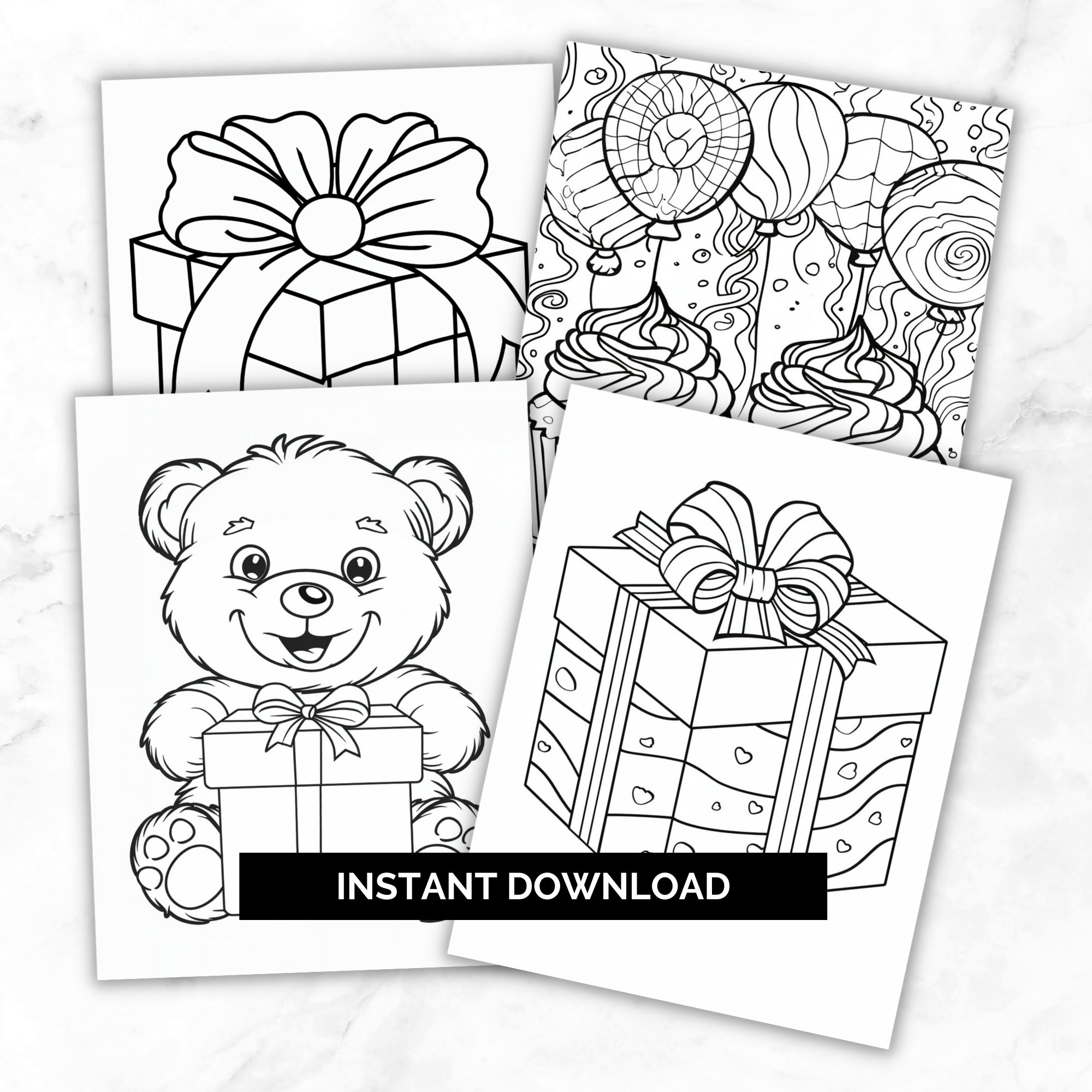 Birthday Party Coloring Pages, Birthday Cake Coloring Book, Printable ...