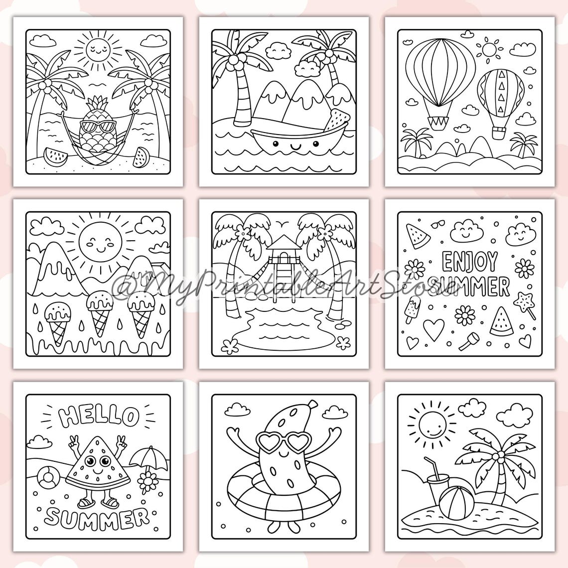 Cozy Summer Coloring Book PDF, Bold and Easy Coloring Pages for Kids ...