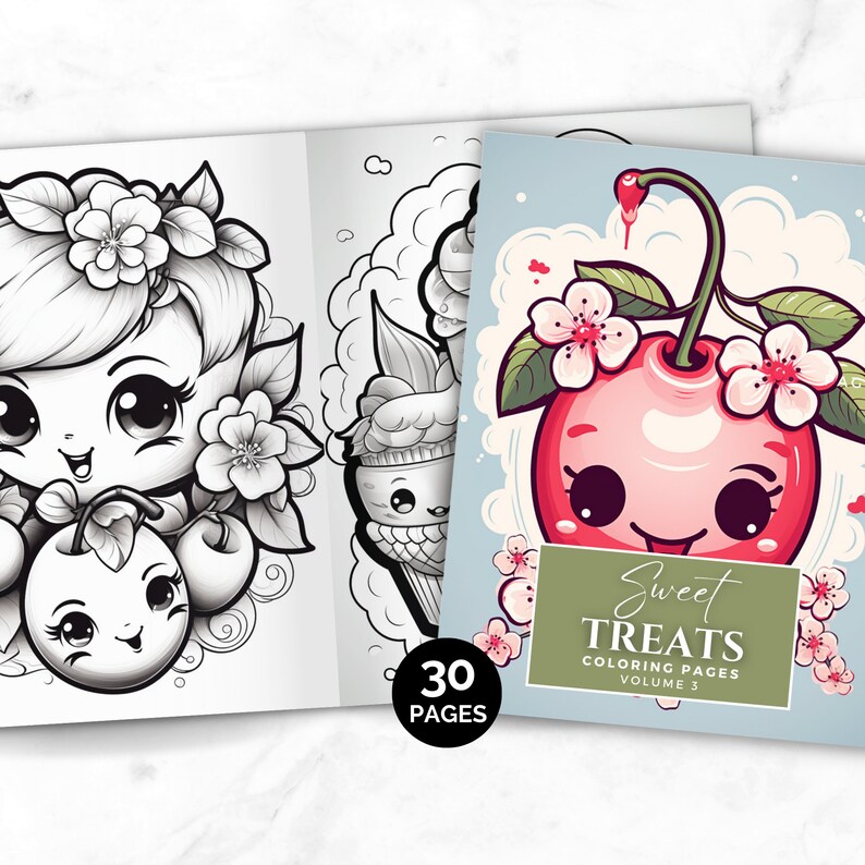 Sweet Treats Coloring Pages - Vol 3, Sweet Coloring Book, Printable ...