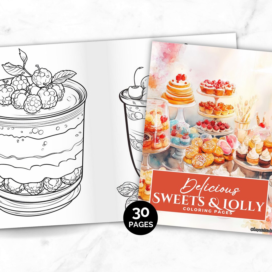 Delicious Sweets & Lolly Coloring Pages, Dessert Coloring Ebook ...