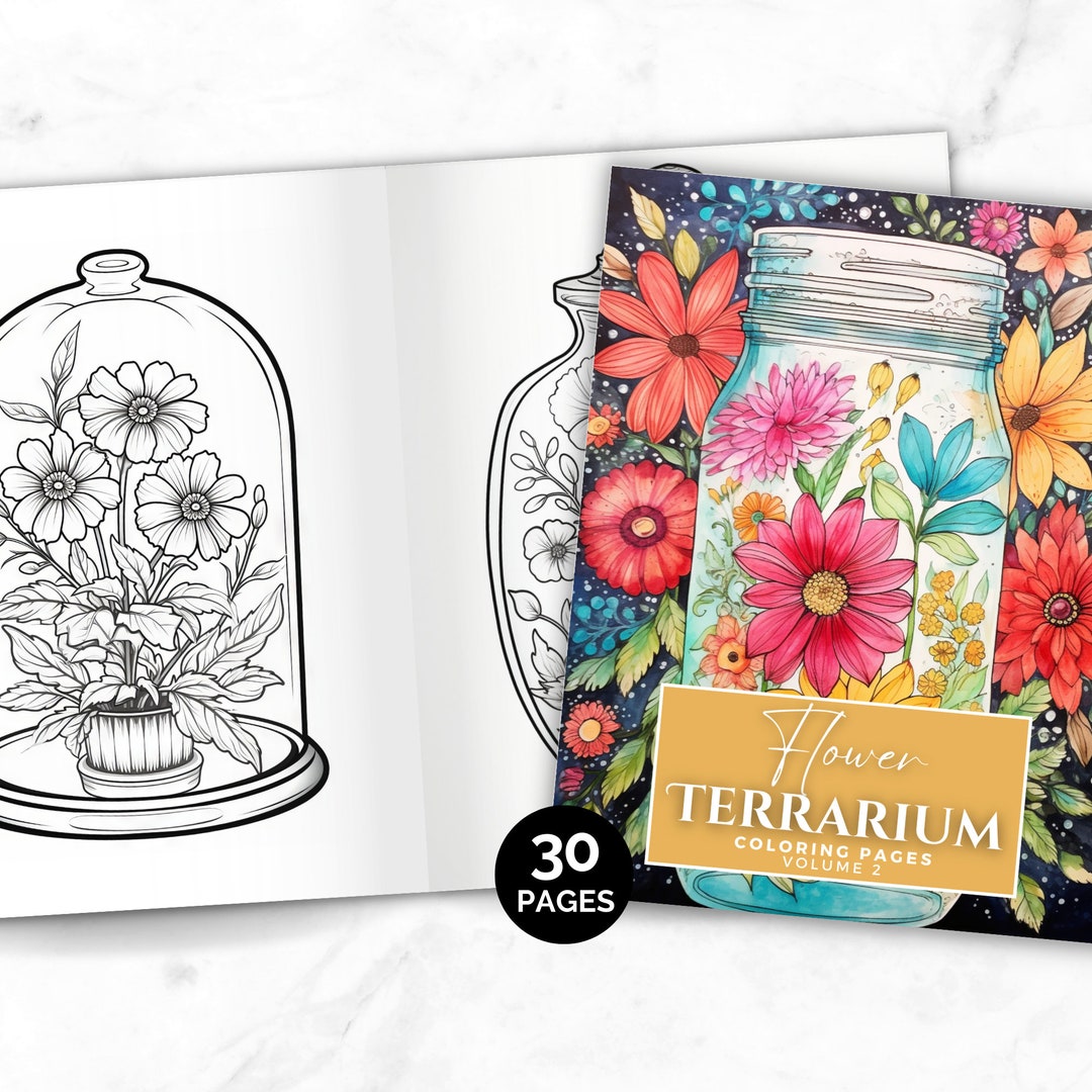 Flower Terrarium Coloring Pages - Vol 2, Coloring Ebook, Printable ...