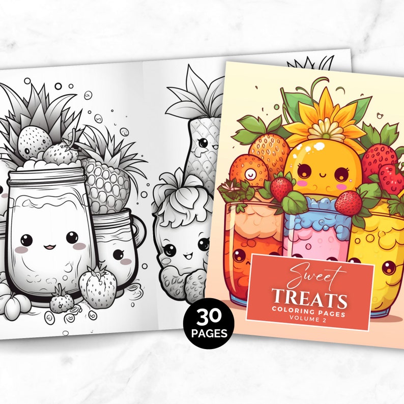 Sweet Treats Coloring Pages - Vol 2, Sweet Coloring Book, Printable ...