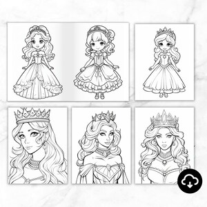 Charming Princess Coloring Pages, Beautiful Princess Gown Coloring Book ...
