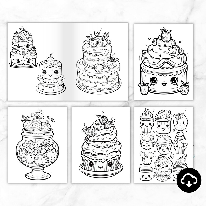 Sweet Treats Coloring Pages - Vol 1, Sweet Coloring Book, Printable ...