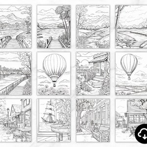 Beautiful Scenery Coloring Pages Scenes Coloring Book - Etsy