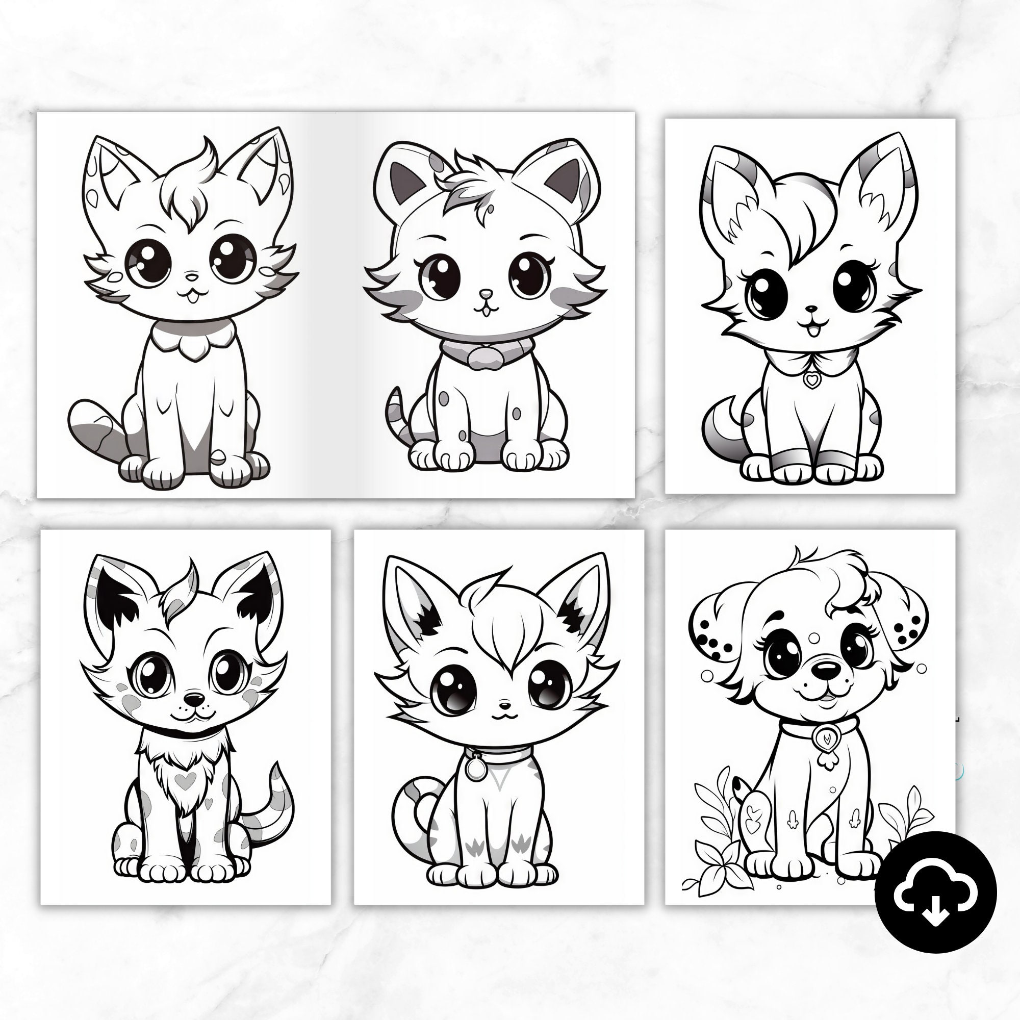 Cute Pets Coloring Pages Vol 2, Coloring Ebook, Printable Coloring, Digital Download, Instant ...