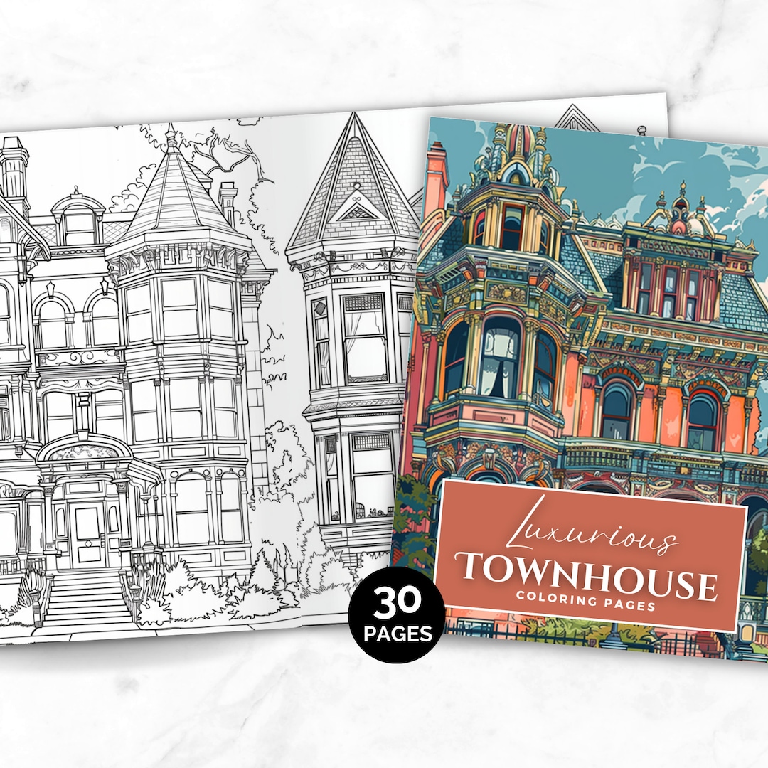 Luxurious Townhouse Coloring Pages, House Coloring Ebook, Printable ...