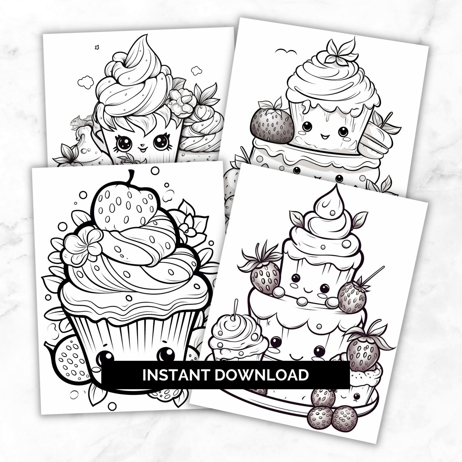 Sweet Treats Coloring Pages - Vol 1, Sweet Coloring Book, Printable ...