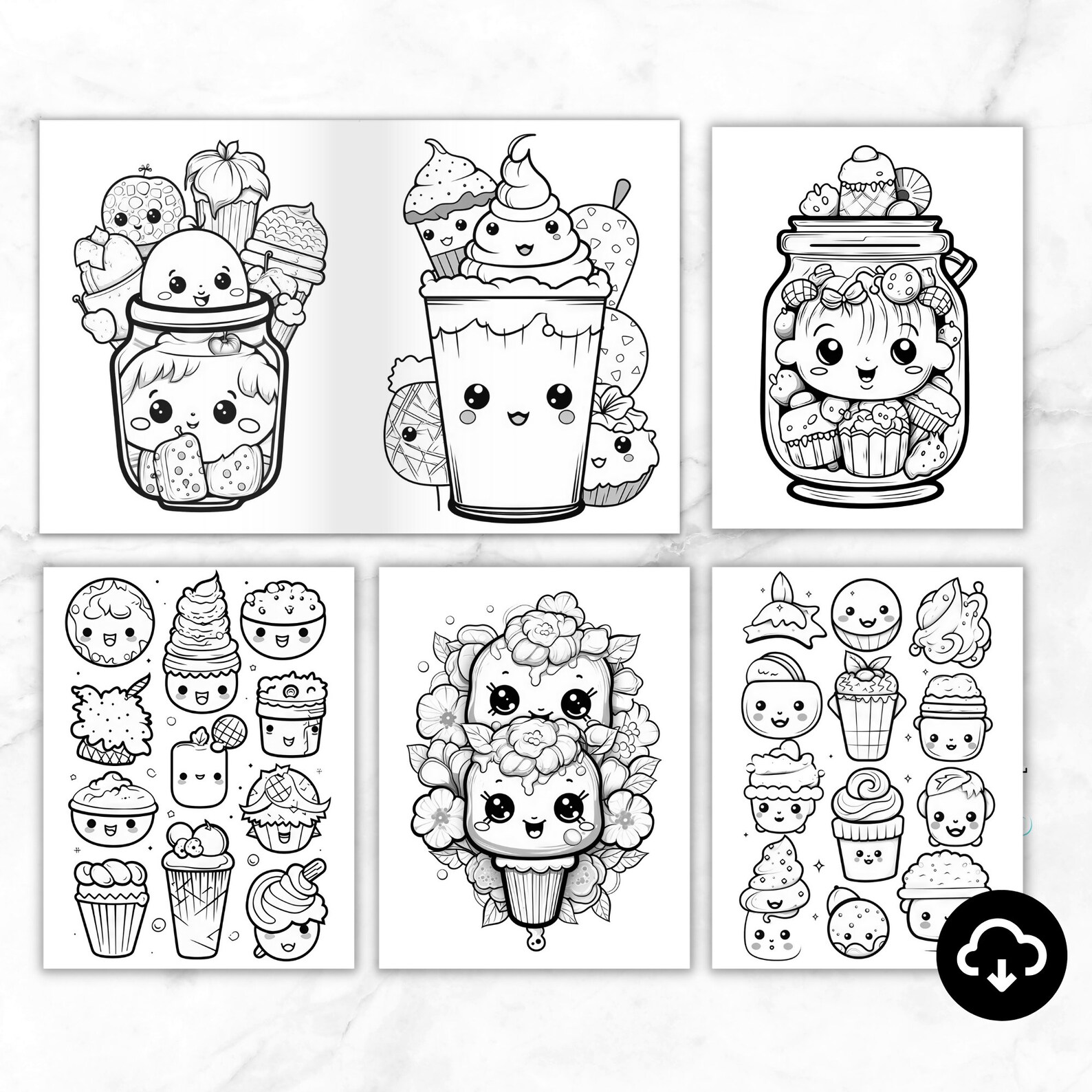 Sweet Treats Coloring Pages - Vol 2, Sweet Coloring Book, Printable ...