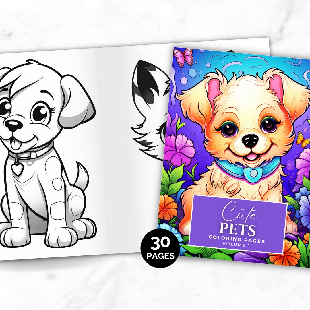Cute Pets Coloring Pages - Vol 1, Coloring Ebook, Printable Coloring ...