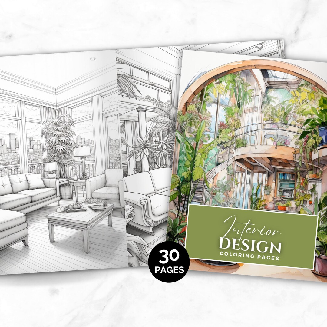 Interior Design Coloring Pages - Etsy