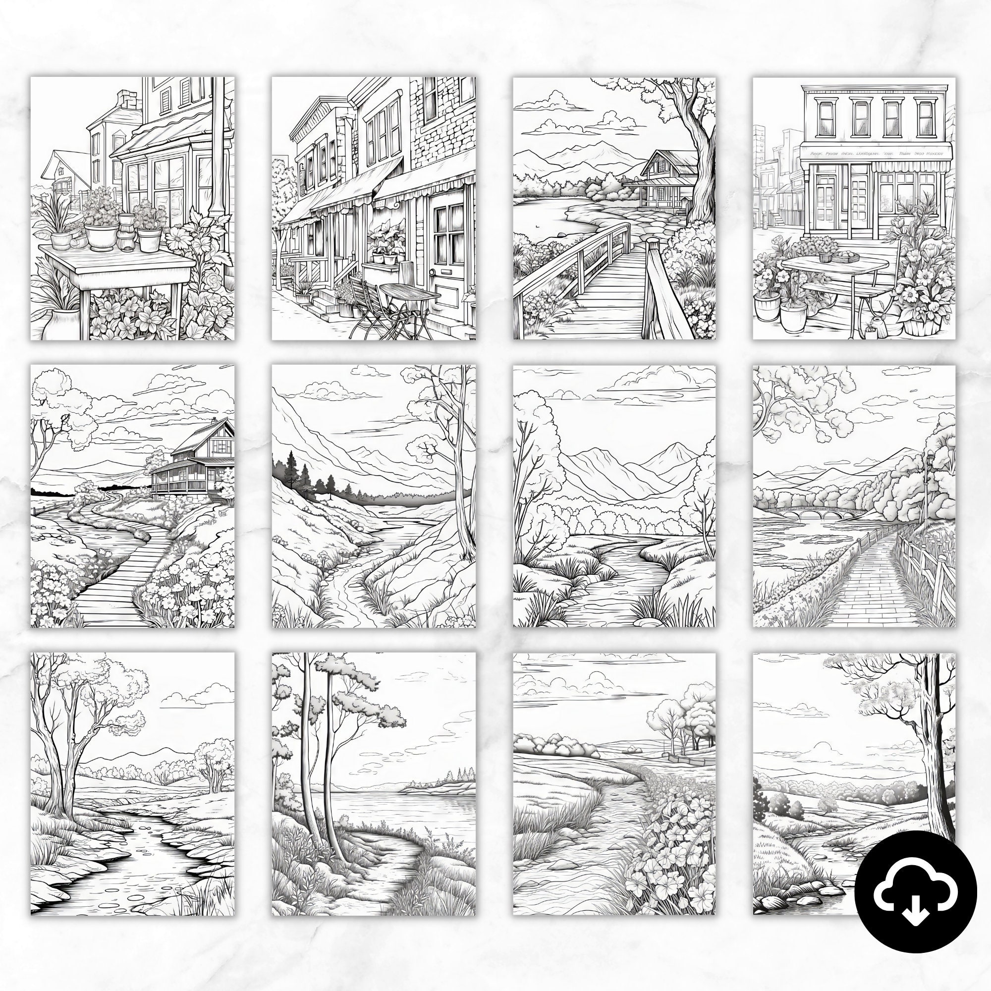 Beautiful Scenery Coloring Pages Vol 2, Coloring Ebook, Printable ...