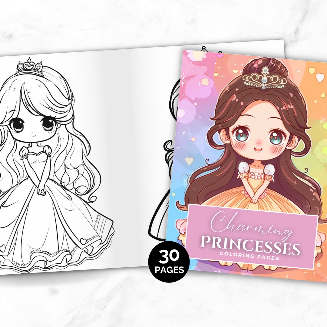 Charming Princess Coloring Pages, Beautiful Princess Gown Coloring Book ...