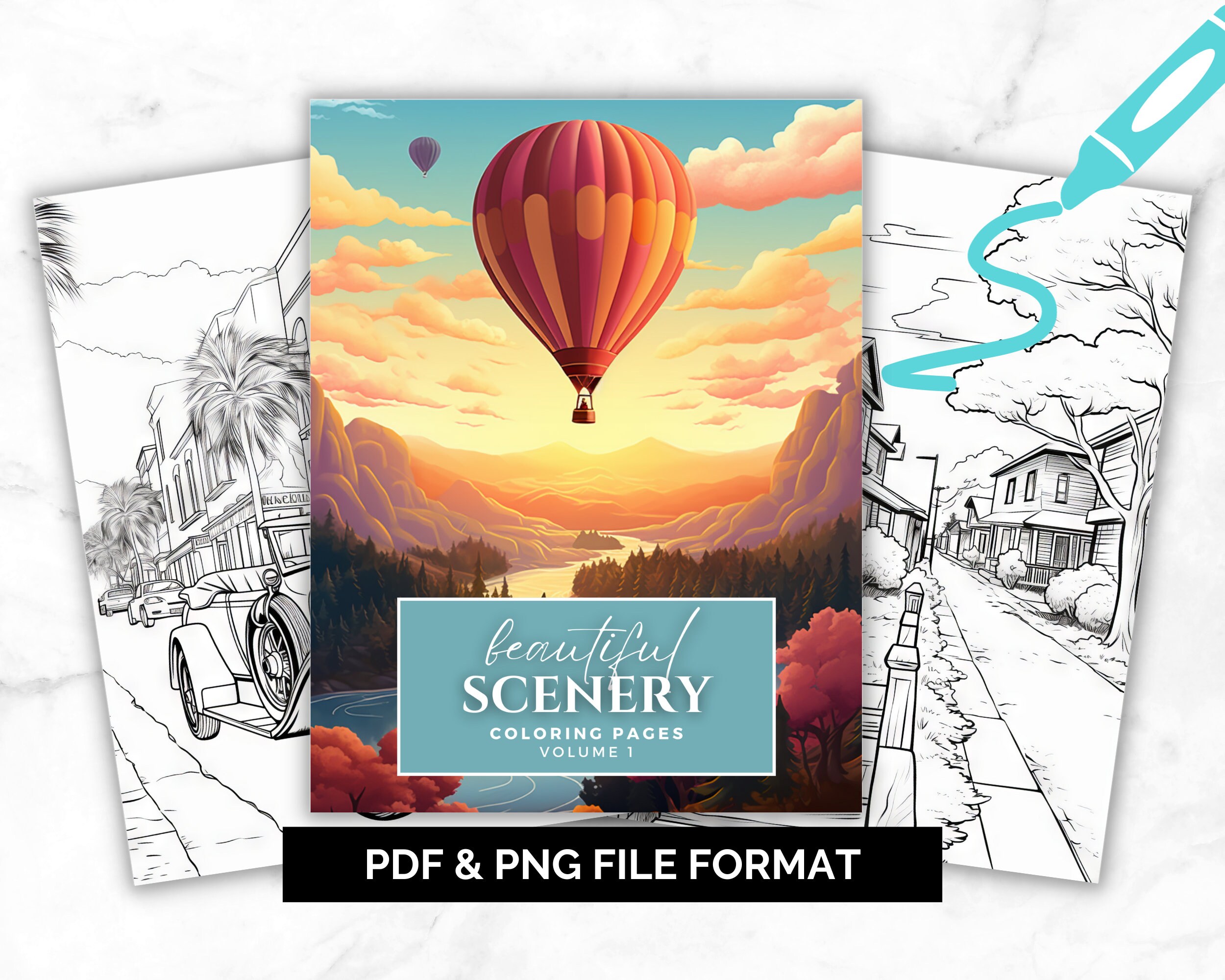 Beautiful Scenery Coloring Pages Scenes Coloring Book - Etsy