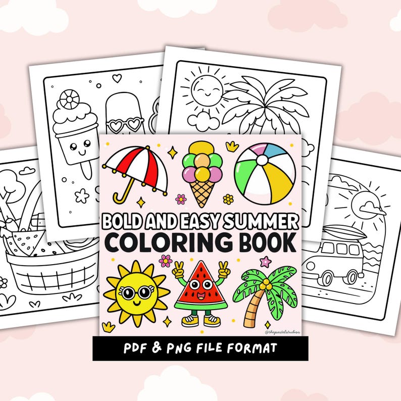 Cozy Summer Coloring Book PDF, Bold and Easy Coloring Pages for Kids ...