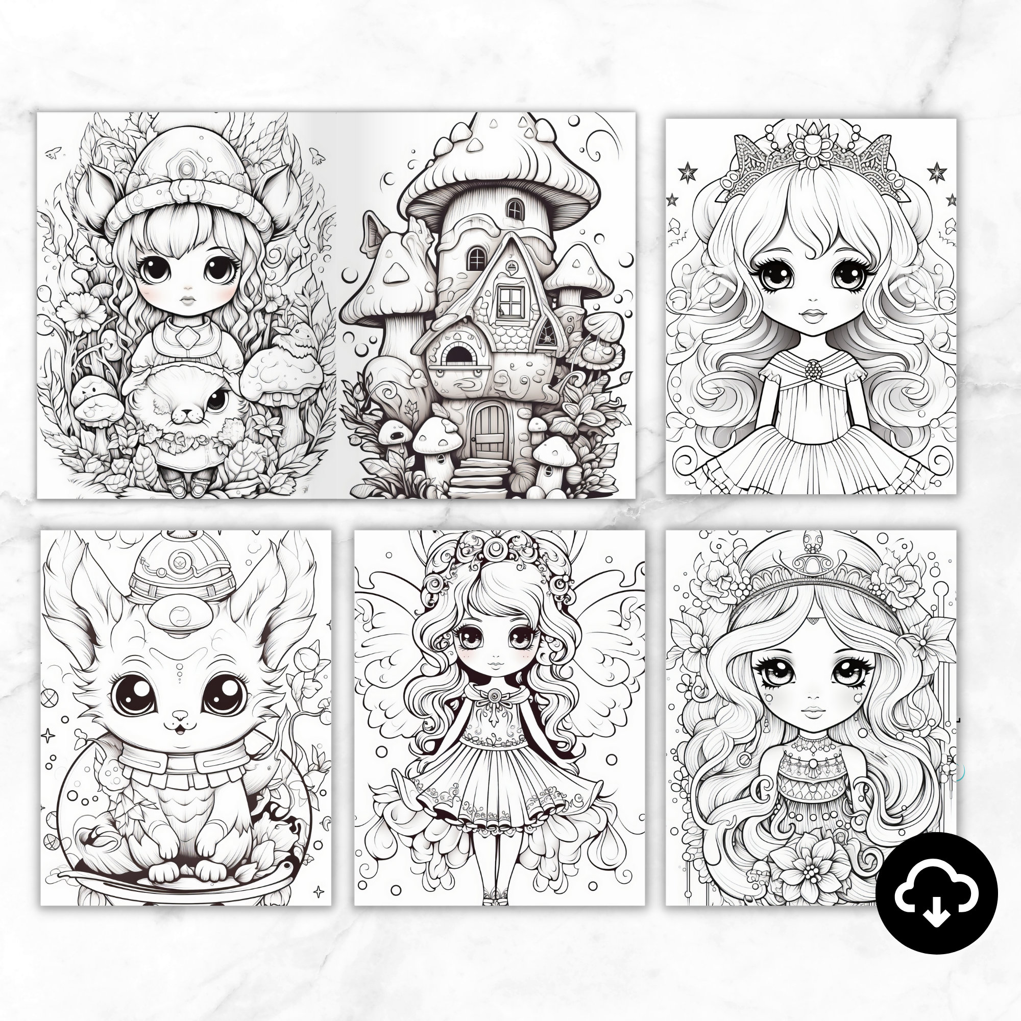 Kawaii Fantasy Coloring Pages, Coloring Ebook, Printable Coloring ...