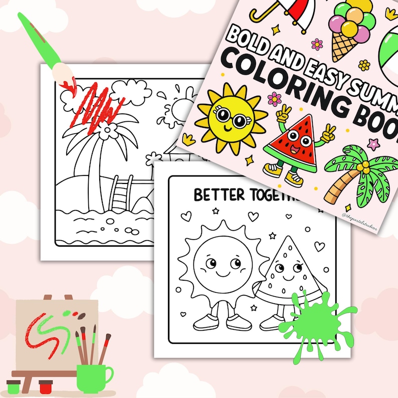 Cozy Summer Coloring Book PDF, Bold and Easy Coloring Pages for Kids ...