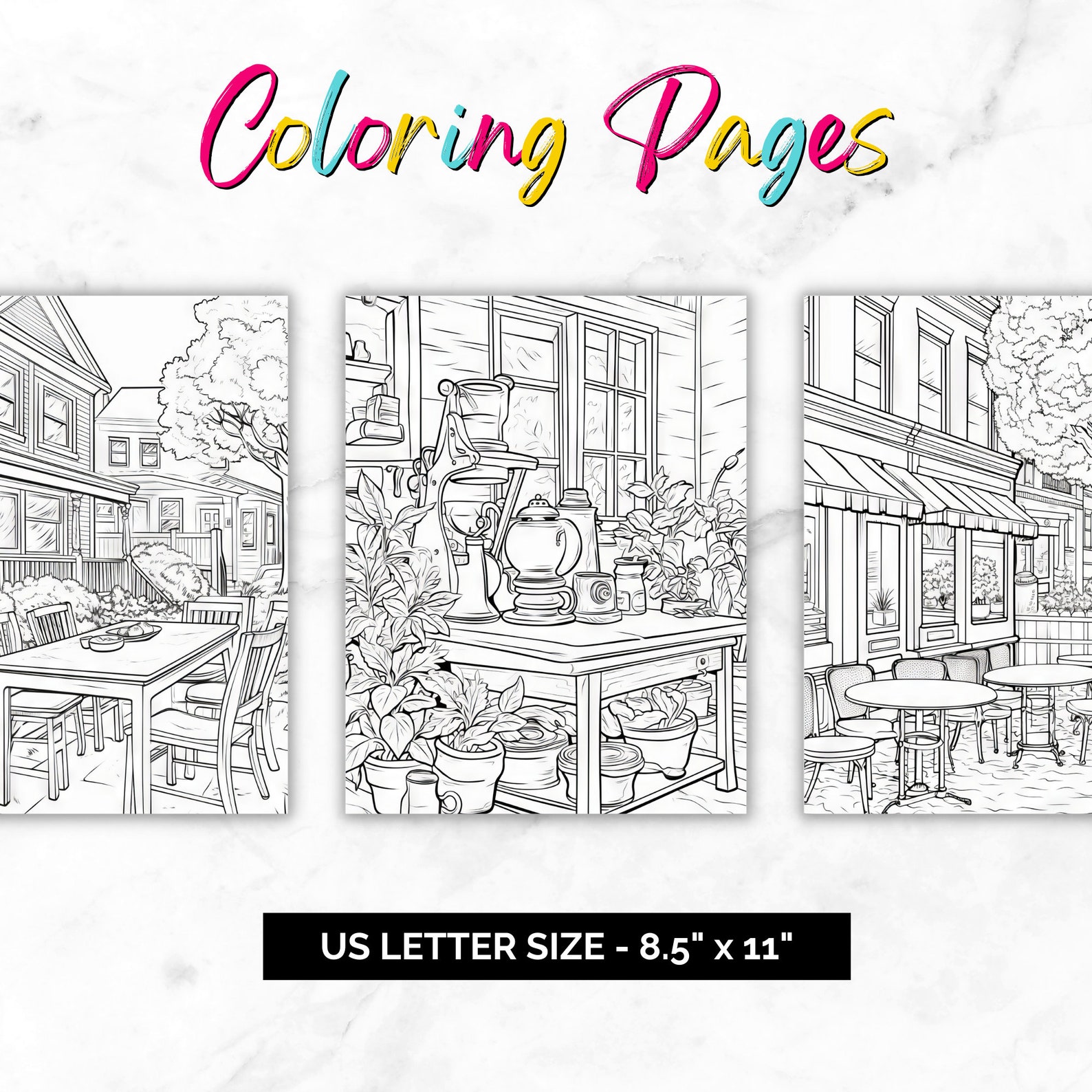 Beautiful Scenery Coloring Pages, Scenes Coloring Book, Printable Color ...