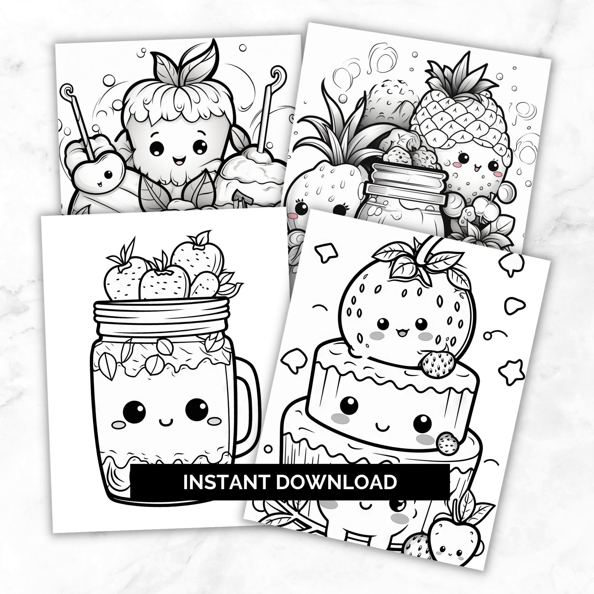 Sweet Treats Coloring Pages Vol 2, Sweet Coloring Book, Printable Color ...