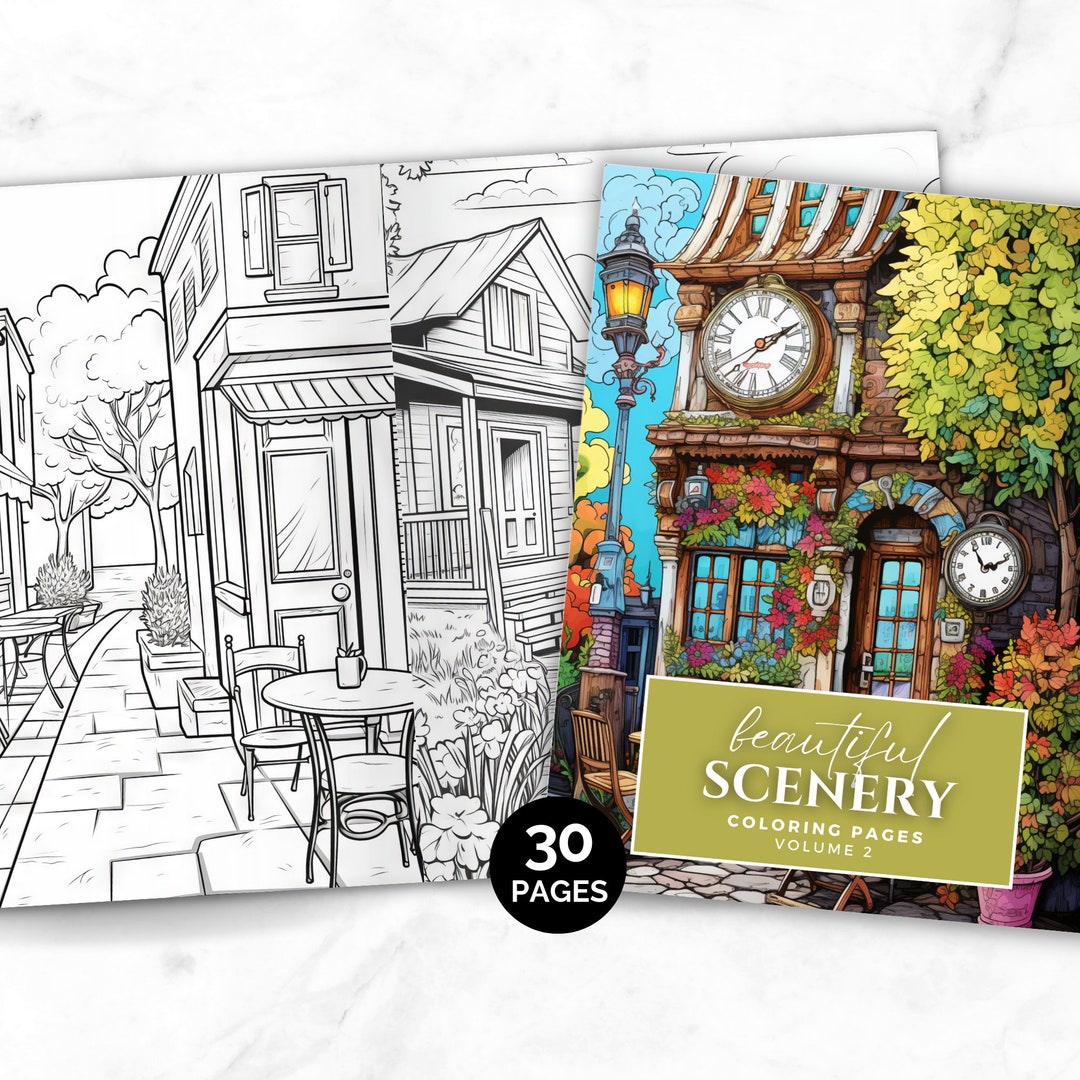 Beautiful Scenery Coloring Pages - Vol 2, Coloring Ebook, Printable ...