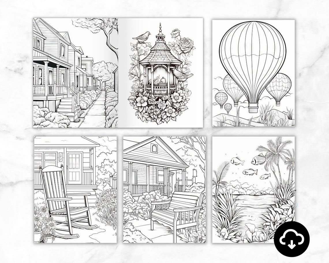 Beautiful Scenery Coloring Pages Scenes Coloring Book - Etsy