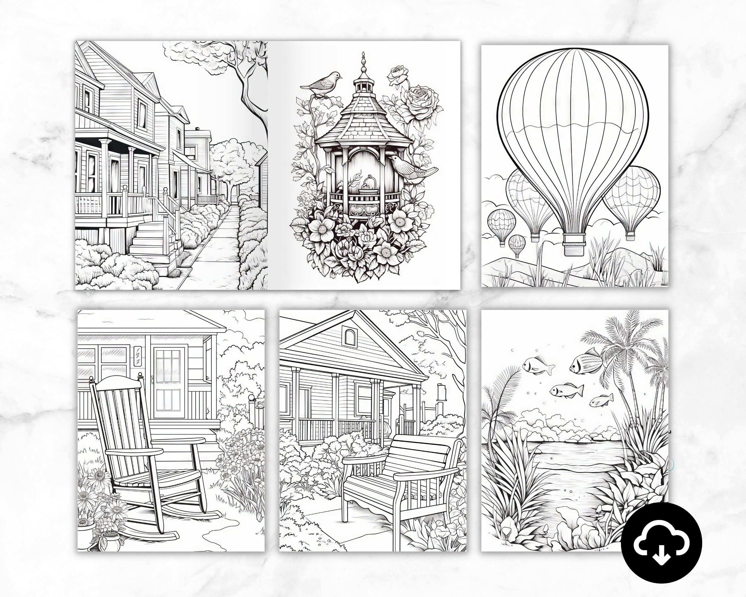 Beautiful Scenery Coloring Pages Scenes Coloring Book - Etsy
