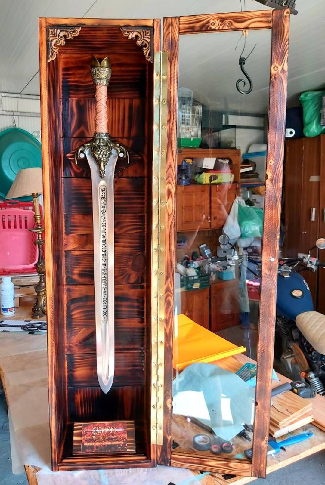 Wood Case Display and Conan Fathers Sword - Etsy