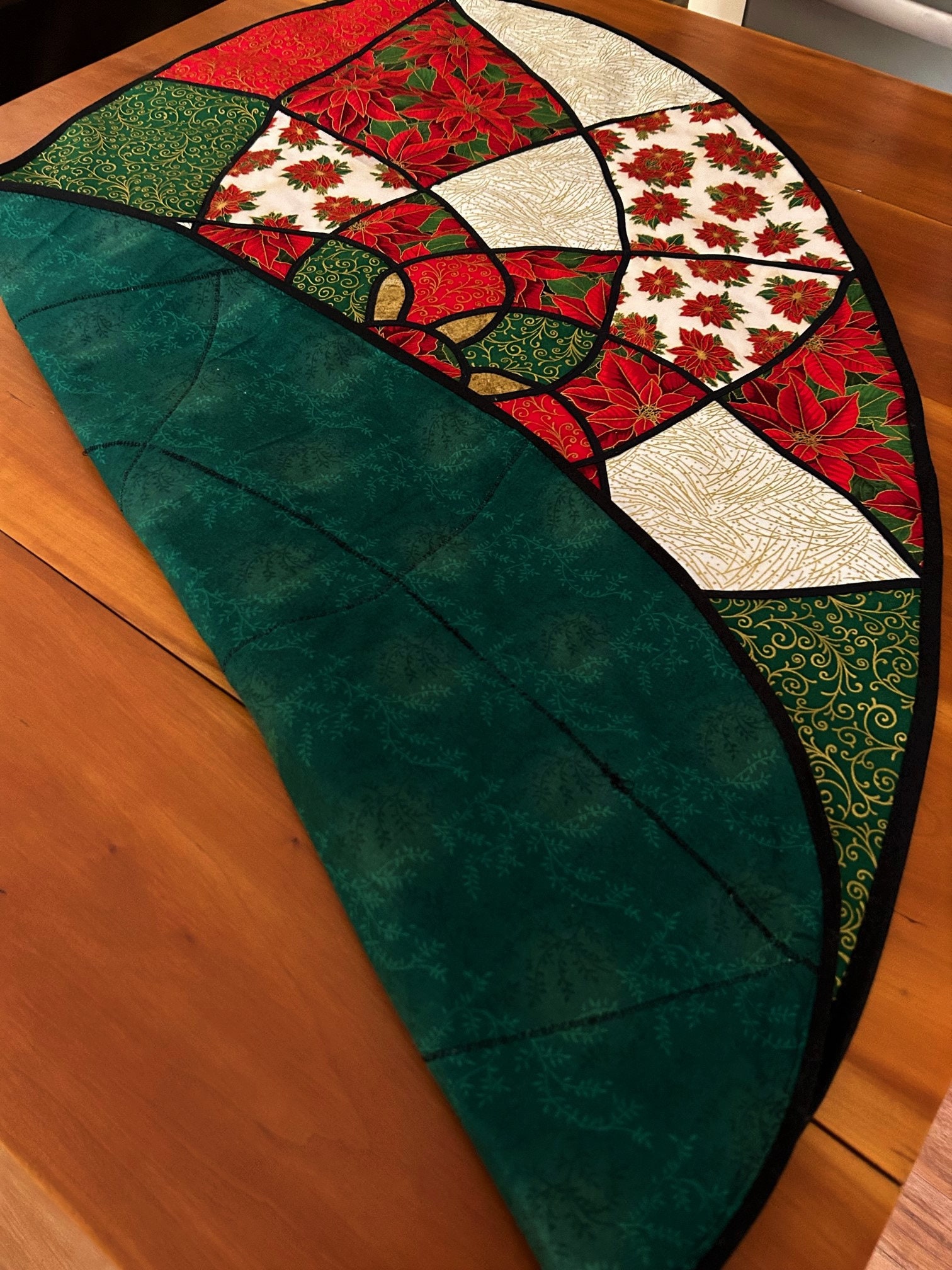 Stained Glass Christmas Table Runner, Dresser Scarf, Quilted Table ...