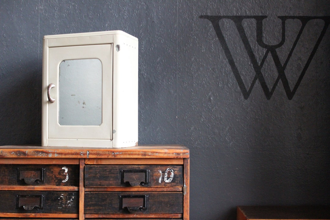 Vintage Mirror Cabinet, Small Wall Box Made of Steel That Can Be Opened ...