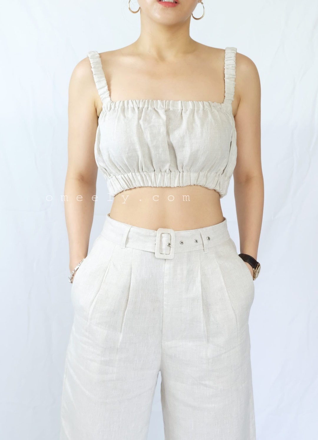 Linen Bikini Summer Linen Crop Top Linen Tank Top Summer Outfit for ...