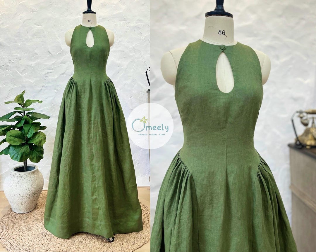 Linen Dress With Pockets Bridemaid Dress Custom Linen Cocktail Dress ...
